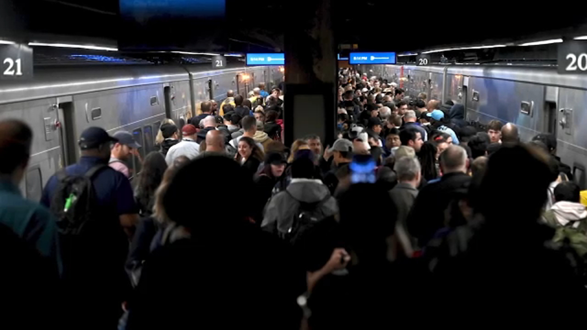 Crowded Subway Train Station